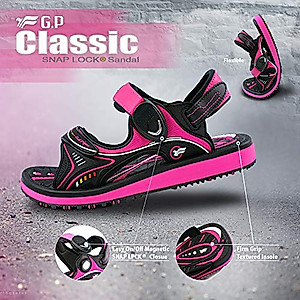 Gold Pigeon Shoes Classic WomenÕs Sport Sandal Easy On/Off Snap Lock Waterproof Athlete Sandals for Women Size 7-7.5 Big Kid Size 5.5-6 * 1671 Fuchsia -38