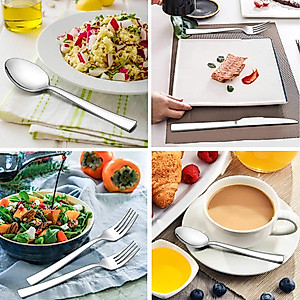 LIANYU 20-Piece Silverware Set, Stainless Steel Square Flatware Cutlery Set for 4, Eating Utensils Tableware Set, Mirror Finish, Dishwasher Safe