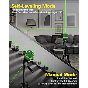 APEXFORGE X1C Cross Line Laser Level, with Rechargeable Battery, 100ft Green Beam, Self-Leveling, Vertical and Horizontal Line, Pulse Mode, 360° Magnetic Pivoting Base