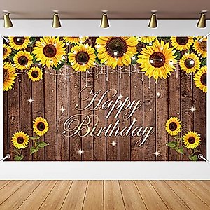 Sunflower Birthday Party Decorations Sunflower Birthday Party Backdrop Rustic Wood Sunflower Floor Cake Table Banner Background for Indoor Outdoor Birthday Party Baby Shower Decorations Supplies