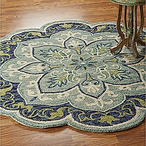 LR Home Dazzle Area Rug, 6' Round, Teal