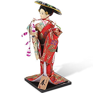 DECHOUS Japanese Geisha Ornaments Japanese Geisha Kimono Japanese Humanoid Doll Kimono Kokeshi Doll Antique Asian Dolls Toys Asian Kimono Ornament Office Foam Nationality