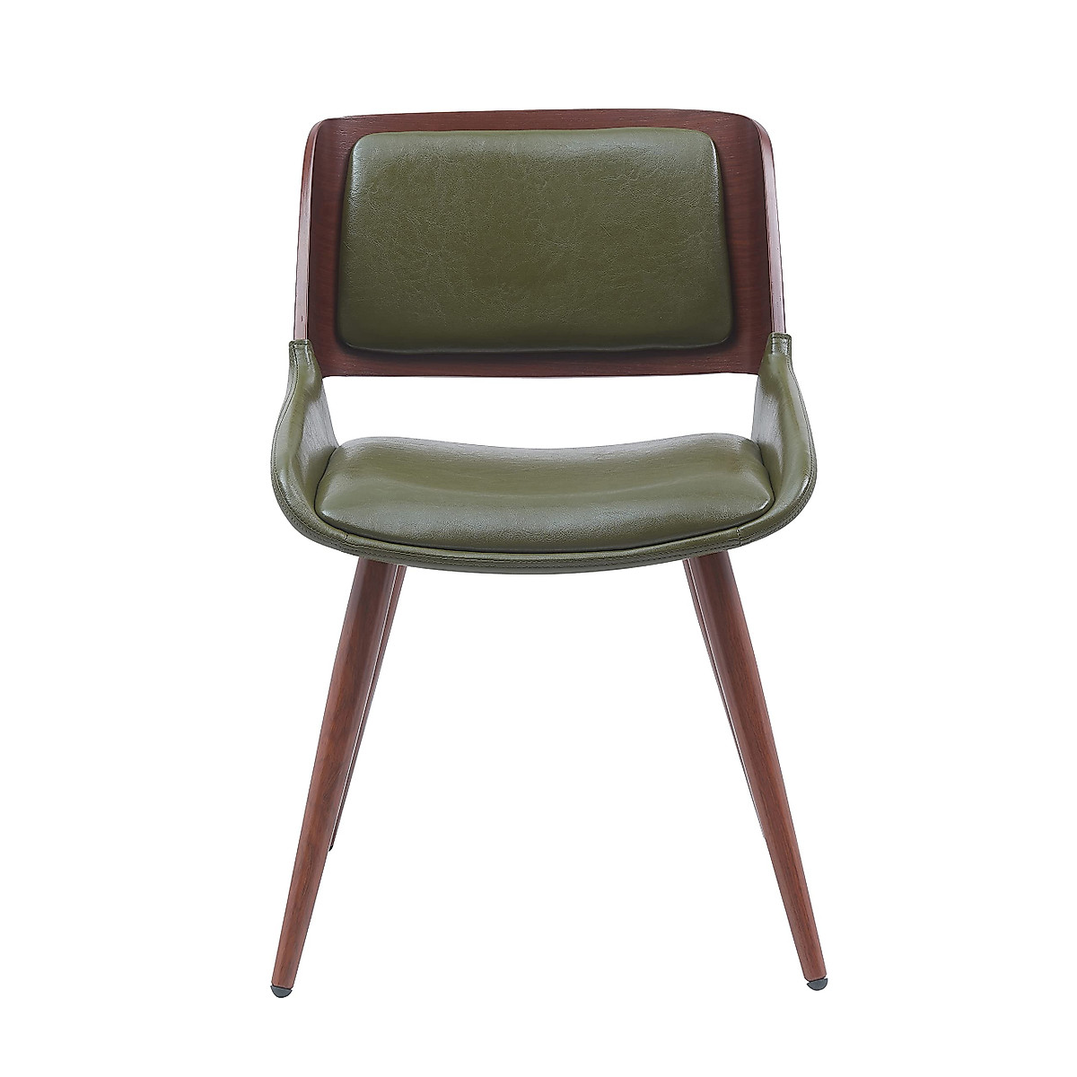 Porthos Home Basil Mid-Century Dining Chair, Water and Stain Resistant Faux Leather Upholstery, Metal Legs with Wood Finish