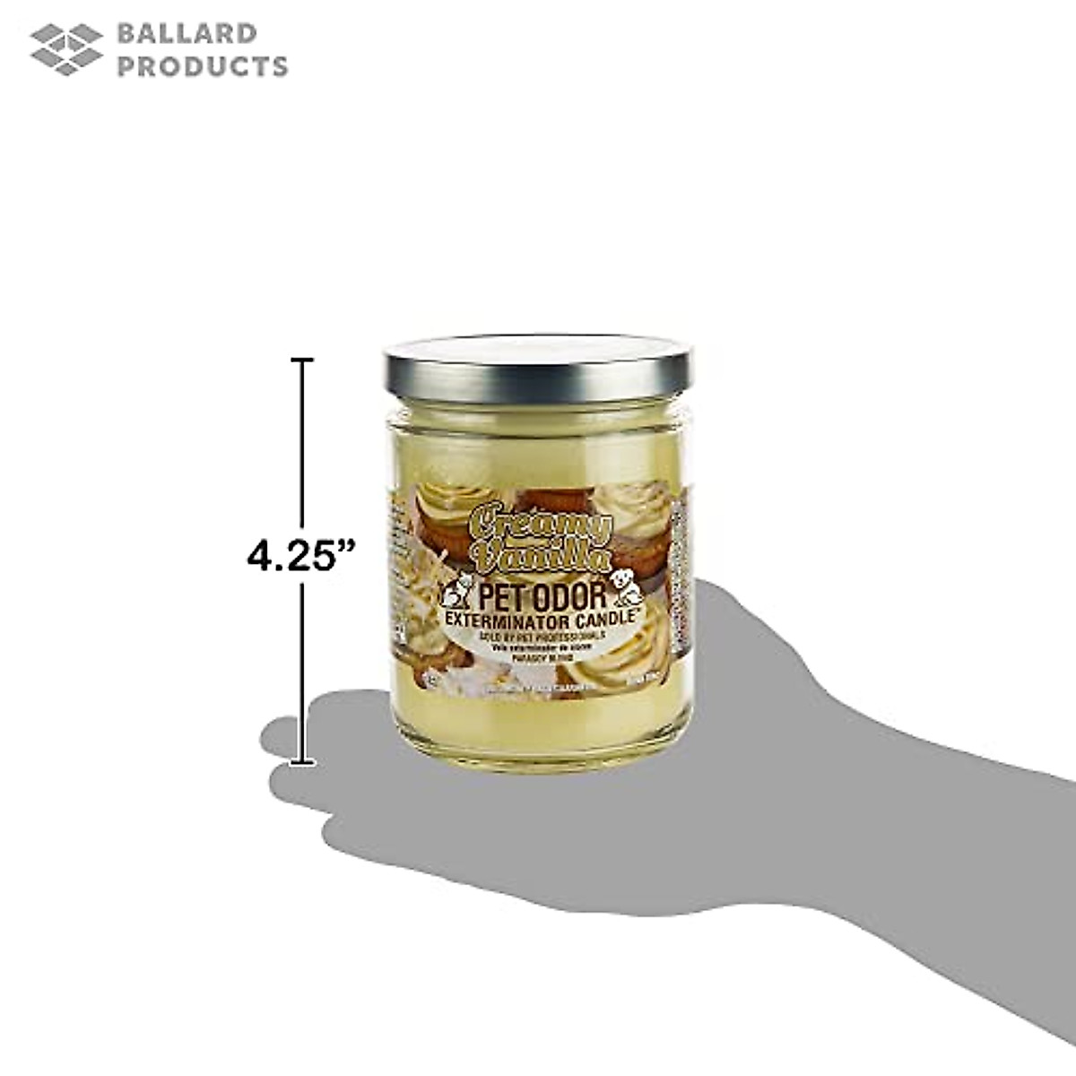 Pet Odor Exterminator Scented Candle Creamy Vanilla - Pack of 2 - Odor Eliminating Candle Bundle with Ballard Products Car Air Freshener