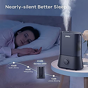 Humidifiers for Bedroom Large Room, 4L Cool Mist Humidifiers for Home, GANIZA 50H Air Vaporizer Humidifier, Ultrasonic Quiet Humidifiers for Kids, Baby, Plants, Filterless Humidifier Easy to Clean