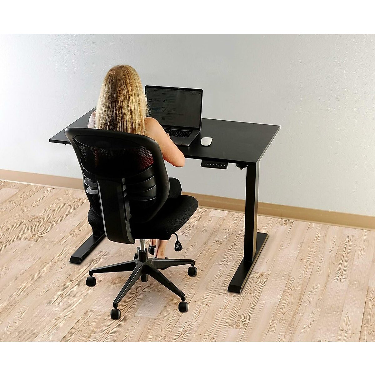 TechOrbits Electric Standing Desk Tabletop - 47 Inch Motorized Workstation Two Leg Frame Stand Up Desk with Memory Settings and Telescopic Sit-Stand Height Adjustment Black