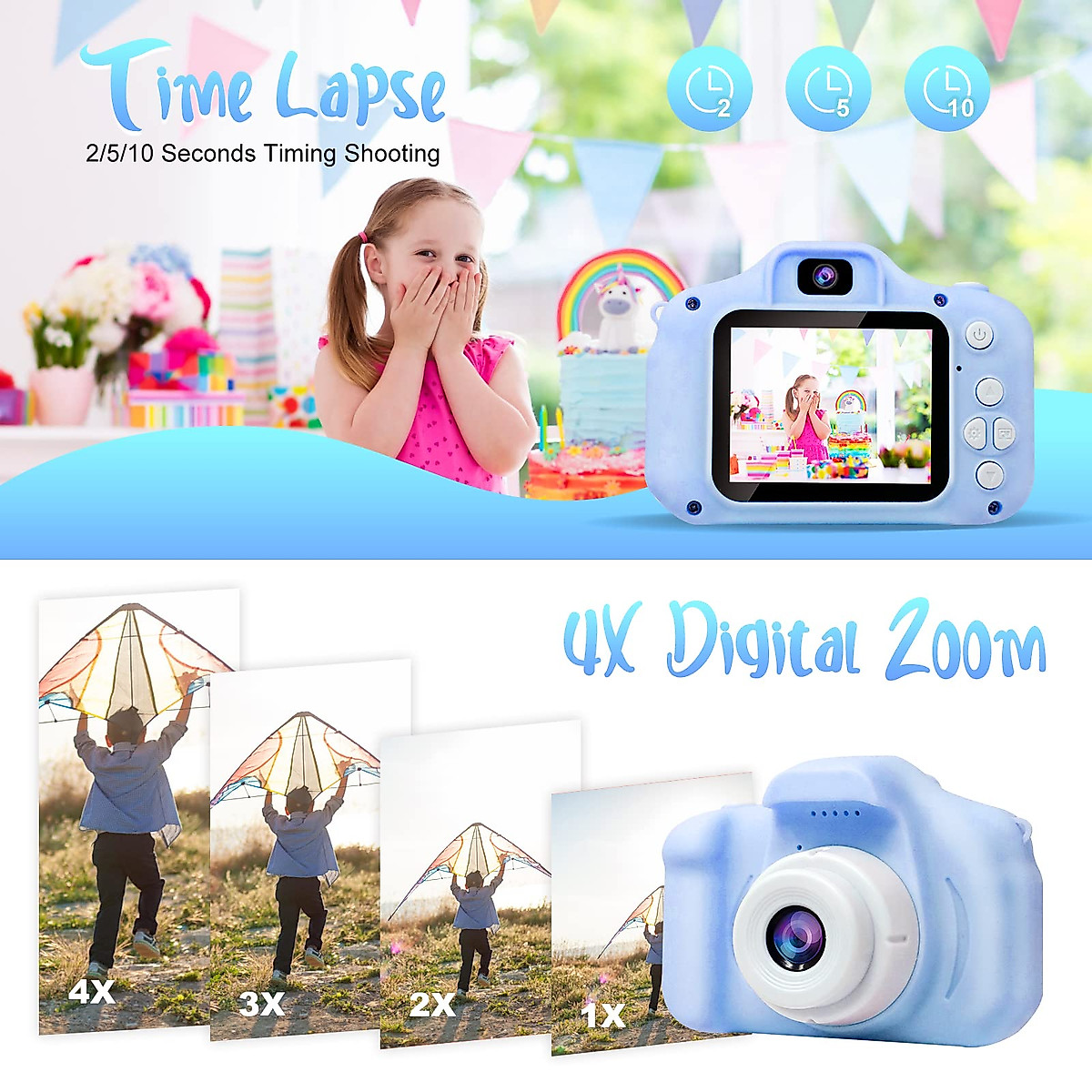 One'sMore Upgrade Selfie Kids Camera for Girls, Christmas Birthday Gifts for 3-8 Year Old Girls, Kids Digital Camera with Video Function, Dual Lens Camera for Kids, Toys Gifts for Girls Age 3-8 Pink