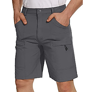TACVASEN Men's Hiking Cargo Shorts Quick Dry Stretch Outdoor Work Shorts for Fishing Camping Casual 5 Pockets Dark Grey, 38