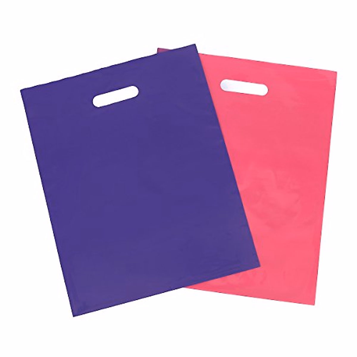 100 12x15 Glossy Pink and Purple Plastic Merchandise Bags w/Handles