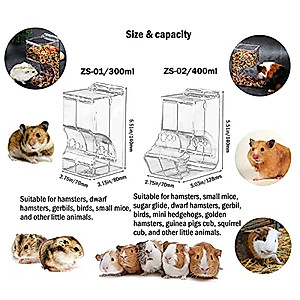 Hamsters Feeder Small Animals Automatic Dispenser Gravity Auto Dispensers Pet Pellets Food Storage Bowl - Dwarf Hamster Gerbils Mice Hedgehog Guinea Pig and Other Small Animal Ideal Feeding Station
