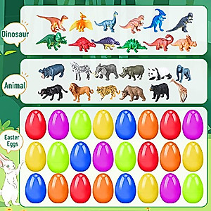 Ochido Prefilled Easter Egg Toy- 24 Easter Eggs with Animal+Dinosaur,Boy Easter Basket Stuffers for Kids,Easter Egg Hunt Game,Fillers Easter Egg for Toys Inside Bulk,Easter Gifts for Kids,Easter Party Favors