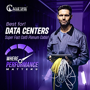 NewYork Cables | CAT6 Plenum Cable 1000ft (CMP) | UTP, 550MHz, 23AWG, 4Pair UTP 10GB Internet Cable | Quality Tested Bulk Ethernet Cable for Networking & Gaming (Black)