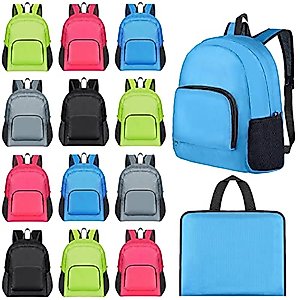 15 Pieces Backpack 17 Inch Backpacks 5 Assorted Colors Foldable Lightweight Bookbags Student Outdoor Travel School Book Bag