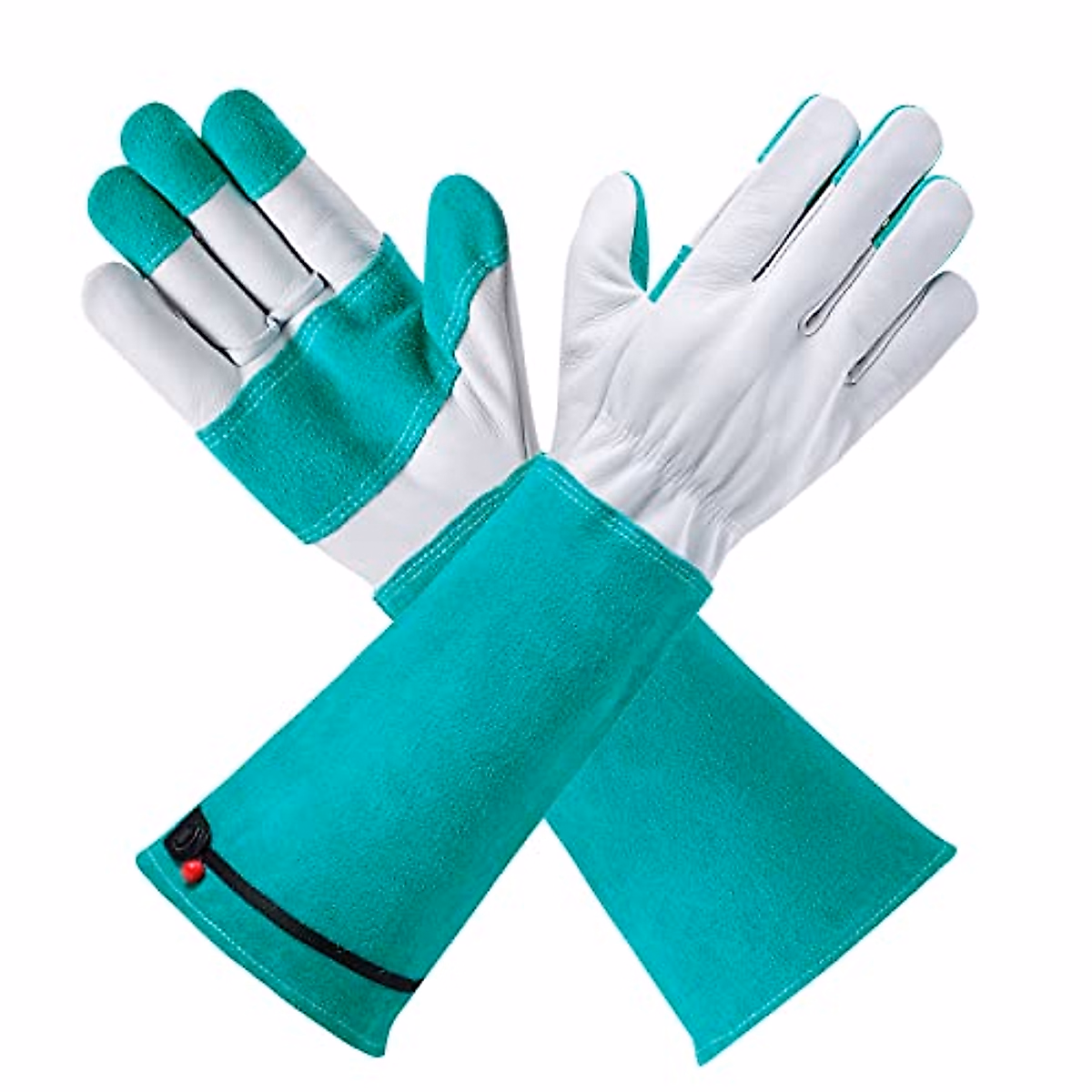 HODUP Gardening Gloves, Rose Pruning Gloves Thorn Proof, Long Cowleather Gauntlet Yard Work Gloves with Adjustable Cuffs