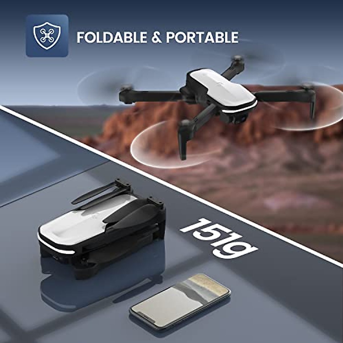 Holy Stone HS280 Foldable FPV Drone with Adjustable 1080P HD WiFi Camera, Lightweight RC Quadcopter for Kids Adults Beginner, 2 Modular Batteries, Auto Hover, Gravity Sensor, Voice Gesture Control