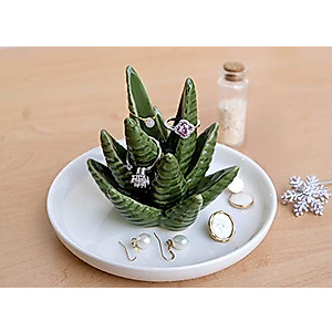 PUDDING CABIN Aloe Ring Holder,Cactus Ring Dish,Jewelry Holder Trinket Tray for Rings Earrings Necklace Organizer,Christmas Gift for Women Girls, Birthday Gift for Women Her