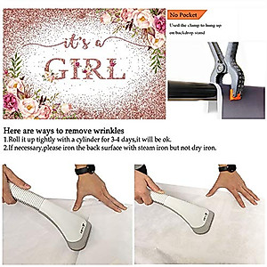 Avezano Rose Gold Baby Shower Backdrop for Girls Party Blush Pink Floral It's a Girl Baby Shower Photography Background Rose Gold Glitters Confetti Decoration Photoshoot Events Banner (7x5ft)