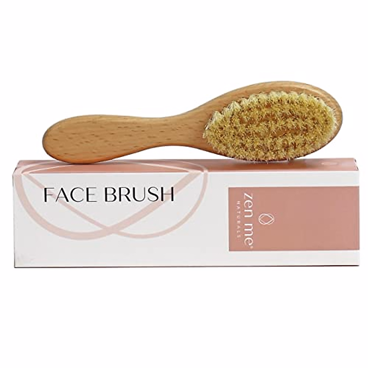 Dry Brush for Face for Smooth Radiant Skin by Zen Me, Natural Face Exfoliator Tool to Unclog Pores, Promote Lymph Flow & Reduce Swelling, Facial Brush with Natural Boar Bristles & Polished Wood Handle