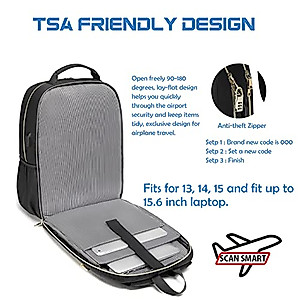 Laptop Backpack for Women, Fashion Quilted Backpack Purse, Anti Theft Computer Travel Backpack with USB Charging Port, Water Resistant Work Backpack for Men, Teacher/Nurse Bag 15.6-Inch, Black