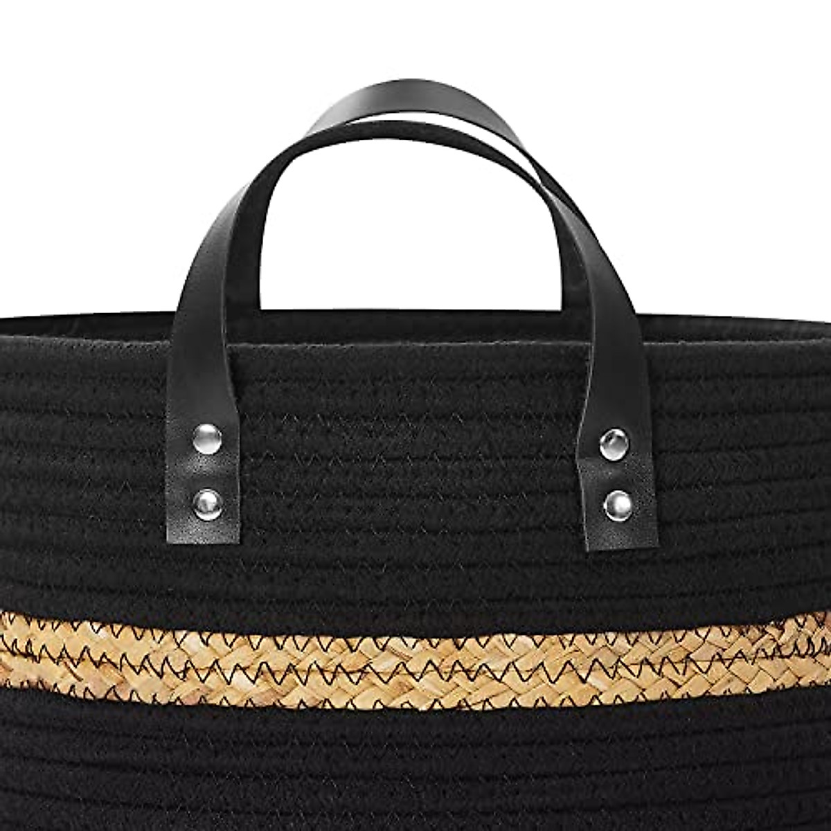 Closet Complete 2-Pc. Cotton & Grass Braided Basket Set (Black)