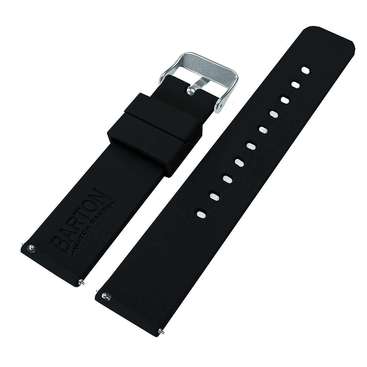 BARTON WATCH BANDS 24mm Black Soft Silicone Quick Release Straps