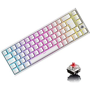 LexonElec 60% Mechanical Gaming Keyboard, RGB Chroma Backlit Ultra Compact Mini Mechanical Keyboard, Red Switches 68-Key Full Key Anti-Ghosting, for PC, MAC, PS4 Gamers and Office Typists (White)