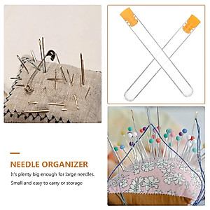 10pcs Transparent Cross-Stitch Needle Tube Sewing Needle Dispenser Organizer Plastic Storage Bottle with Colored Cap Needle case,Sewing Needle Holder(65#)