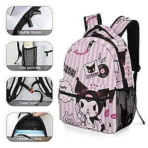 Zqiyhre Kawaii Ku-romi Backpack DIY Anime Small Laptop Backpack Travel Backpack for Teen