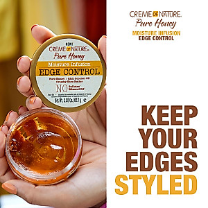Moisture Infusiuon Edge Control by Creme of Nature, Pure Honey, Coconut Oil and Shea Butter Formula, 2.25 Oz