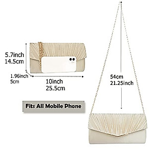 Vtitaxy Large Clutch Evening Bag Purses for Women Wedding, Satin Sparkling Envelope Handbags Formal Bridal Prom Foldover Bag