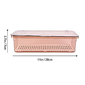 Cabilock Flatware Tray with Lid, Kitchen Cutlery Tray and Utensil Drawer Organizer, Silverware Countertop Storage Container with Cover (Brown)