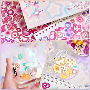 2500PCS Scrapbook Stickers 50 Sheets Kpop Photocard Stickers Book Glitter Self Adhesive Deco Stickers Butterfly Stars Heart Ribbons Deco Stickers Book for Kids Girls Boys Aesthetic Craft Decorate