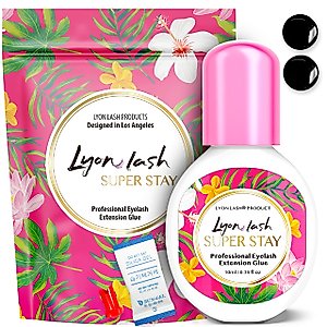 Lyon Lash Super Stay 10ml Eyelash Extension Performance Glue | 0.5 Sec Dry Time | Up to 8 Weeks Retention | Black Adhesive Supplies for Professional Use