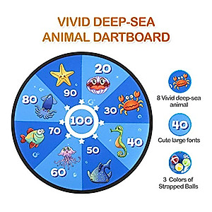 Toddler Toys Dart Board, Kids Games for Indoor Outdoor Sport Play, Safe Dart Board for Kids with 9 Sticky Balls, Best Gift Idea for Boys Girls Ages 3 Year Old and Up, Toddler Activity(14 Inches)