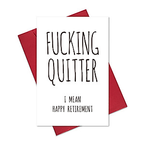 Ogeby Funny Retirement Card for Coworker Colleague Friend, Humor Retiring Card Gift for Him Her, Fucking Quitter I Mean Happy Retirement