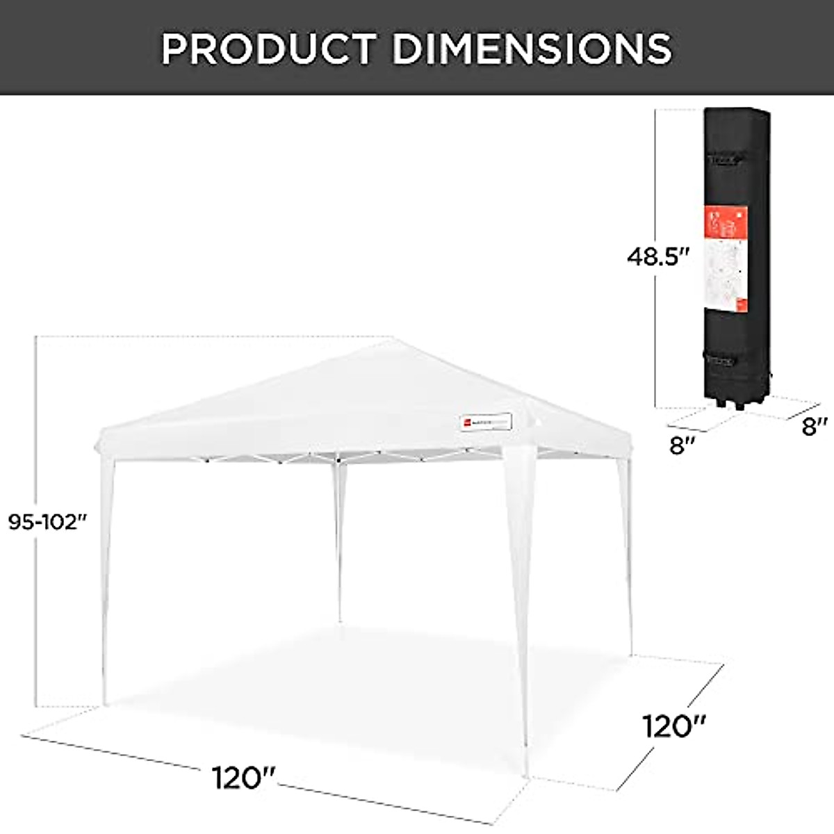 Best Choice Products 10x10ft Pop Up Canopy Outdoor Portable Folding Instant Lightweight Gazebo Shade Tent w/Adjustable Height, Wind Vent, Carrying Bag - White