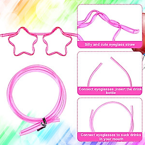 8 Pieces Silly Straw Glasses Star Straws Eyeglasses Fun Star Straws Novelty Drinking Eyeglasses Straw for Kids Annual Meeting, Birthday, Classroom Activities, 4 Colors