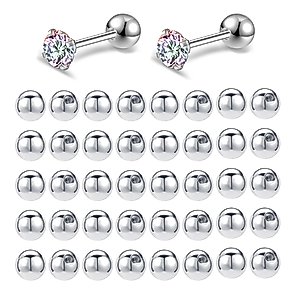 AoedeJ Stainless Steel Earring Backs Ball Back Earrings Backs Replacements Screw On Earring Backs for Studs Screw Earring Backs