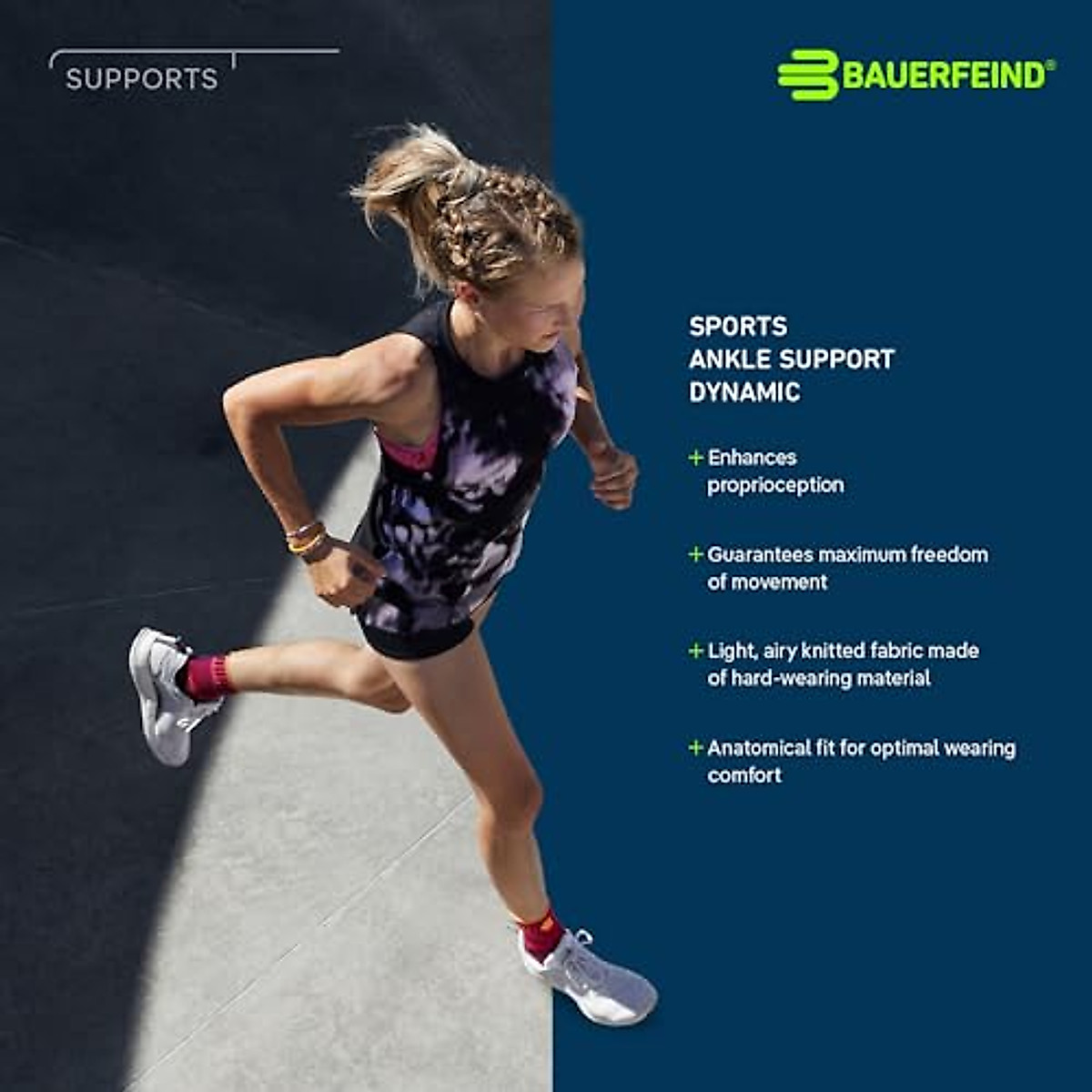 Bauerfeind Sports Ankle Support Dynamic - Ankle Compression Sleeve for Freedom of Movement - 3D AirKnit Fabric for Breathability - Premium Quality & Washable (M, Black)