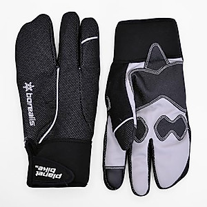 Planet Bike Borealis Gloves, MTB, ATB, Road Bicycle Gloves, 3 in 1 Design, Ideal for Fall, Winter, or Early Spring Riding, Lobster Design Outer Shell, Inner Fleece Gloves, Small, Black