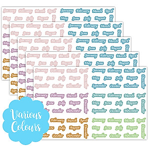 360 Pcs Month Stickers 12 Months of The Year Label Stickers Foiled Decorative Seasonal Stickers Removable Monthly Planner Stickers Monthly Stickers for Planner Journals Calendar Notebooks
