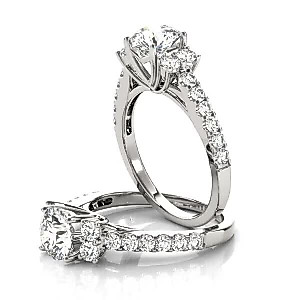 1.45 Carat Round Shape Simulated Sparkling White Diamond Prong Set Wedding Engagement Rig in 14K White Gold Plated 925 Sterling Silver Gift for Womens Ring Size-8