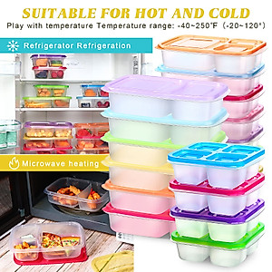 22 Pack Bento Lunch Box with Lids Reusable Lunch Containers with Compartment Divided Food Snack Storage Containers Meal Prep Containers, Microwave Safe for Kids School Work Travel, 3 Types, Multicolor