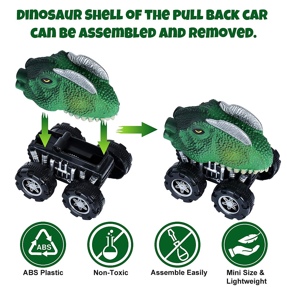Dinosaur Pull Back Cars for Kids 12 Pack, Dino Toy Cars Creative Gifts for Toddlers, Birthday Party Toys for 6-8 Boys and Girl (12PCS-1)