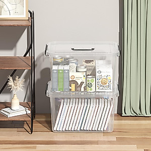 Yesdate 17.5 L Plastic Storage Bin with Lids, Clear Latching Box, 4 Packs