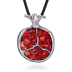 fly way Exaggerated Long Pomegranate Necklace, Novel and Fashionable Fruit Pendant Necklace (01)