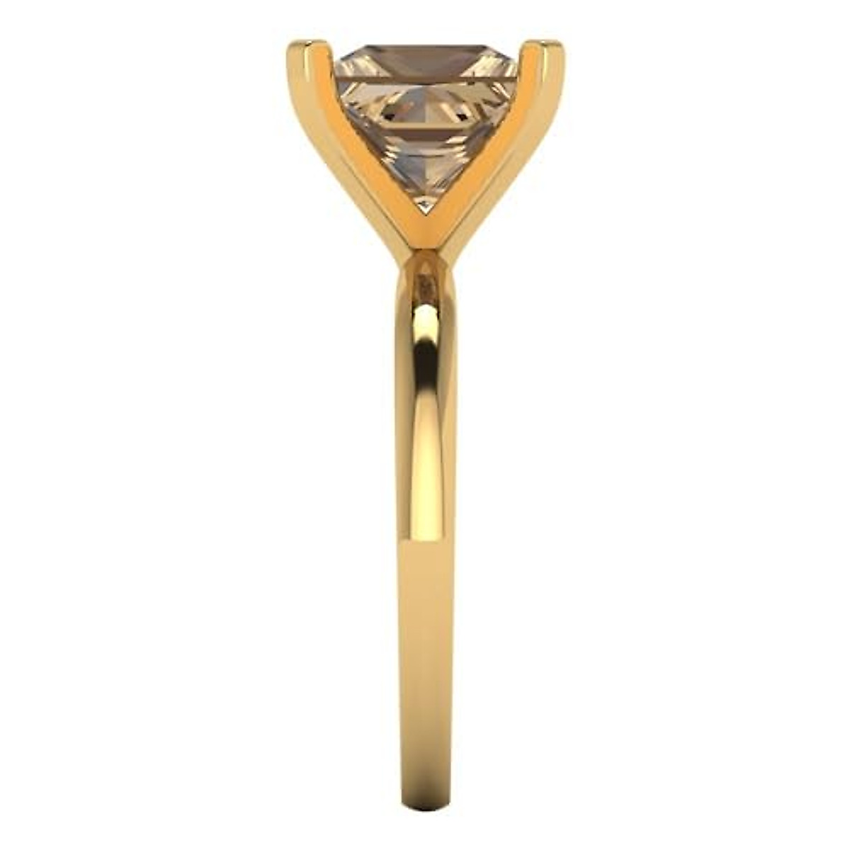 Clara Pucci 3.0ct Princess Cut Solitaire Champagne Simulated Diamond 4 Prong Engagement Bridal Anniversary Ring 18K Yellow Gold 7.75