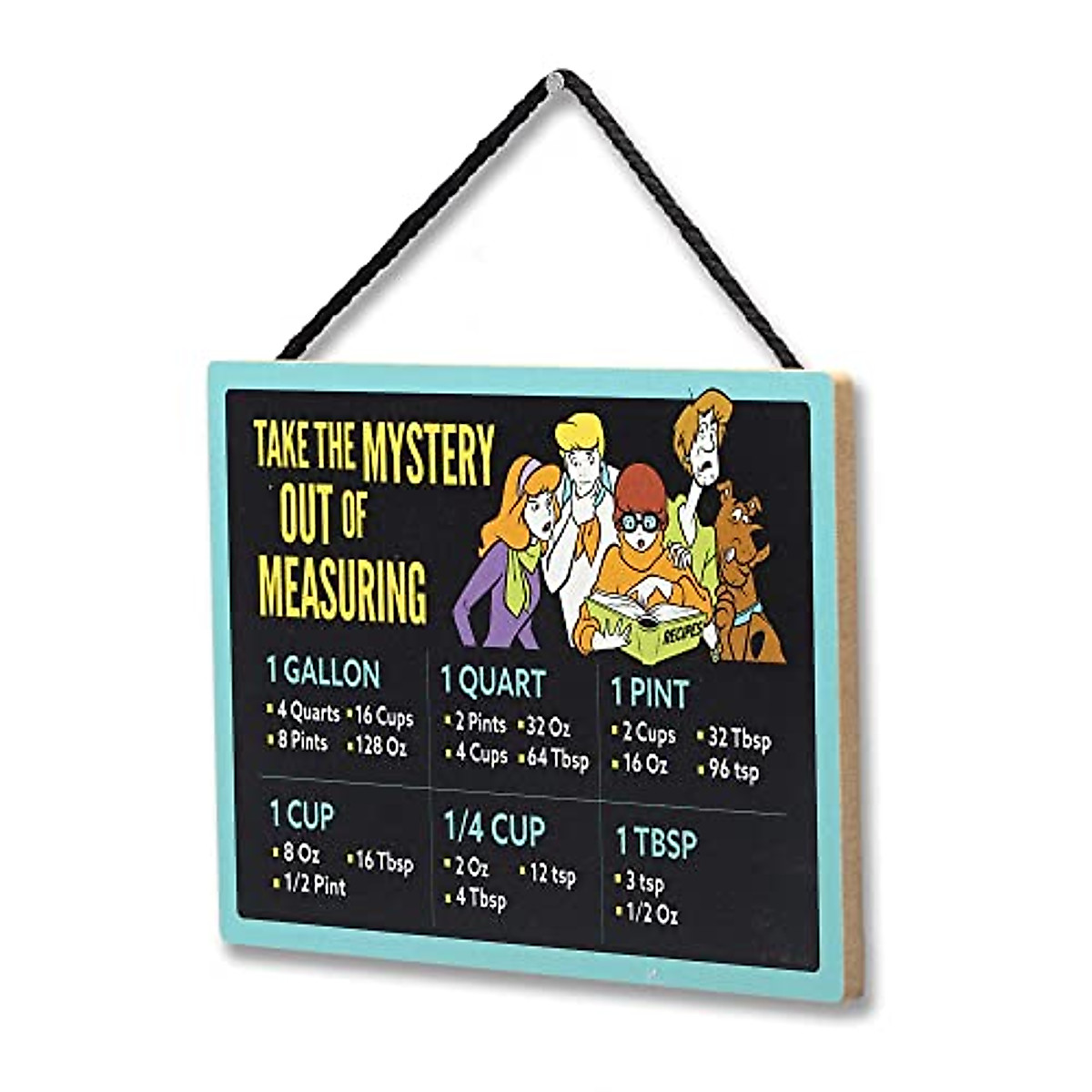 Open Road Brands Scooby-Doo Hanging Wood Measuring Sign - Take The Mystery Out of Measuring Conversion Chart for Kitchen