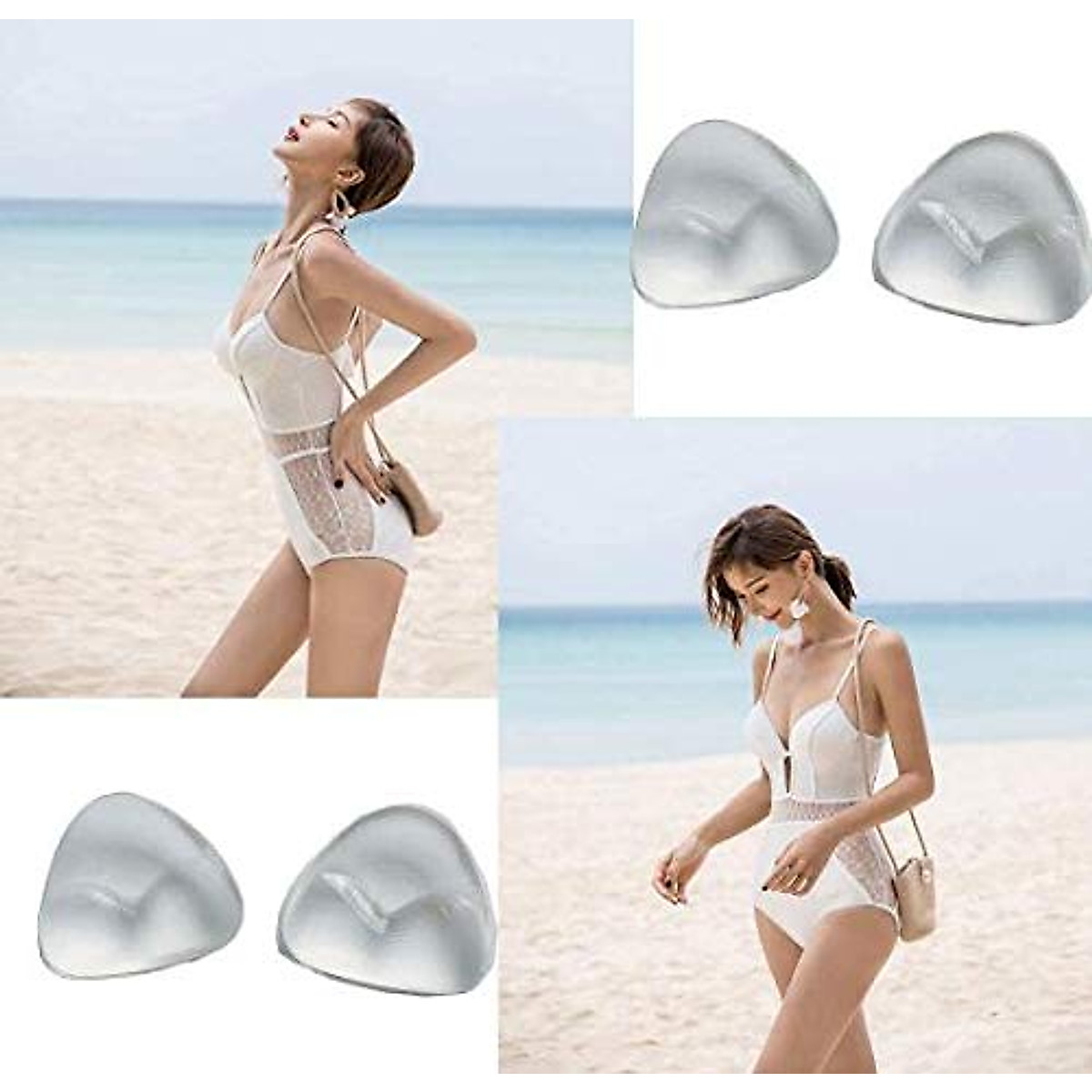ericotry 1 Pair of Transparent Silicone Gel Bra Inserts for Underwear Swimsuits or Bikinis