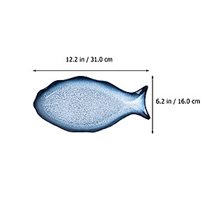 Cabilock 12 Ceramic Fish Steamer Japanese Sushi Plate Cupcake Pan Snack Trays Ceramic Dessert Plate Ceramic Salad Plate Fish Food Ceramic Fish Plate Tableware Ceramics Oval Spaghetti
